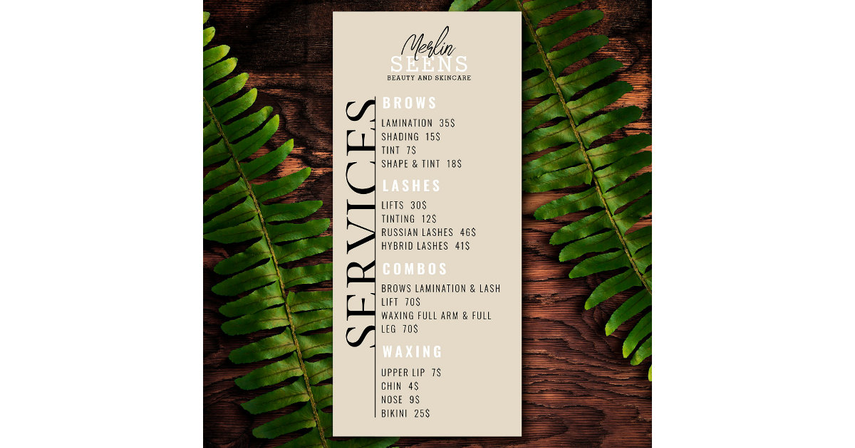 Beauty Salon Treatment Menu Design | Zazzle