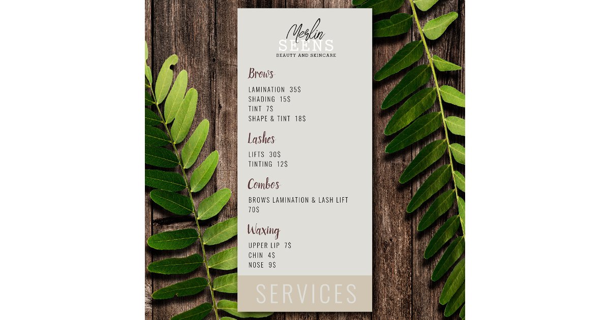 Beauty Salon Treatment Menu Design | Zazzle