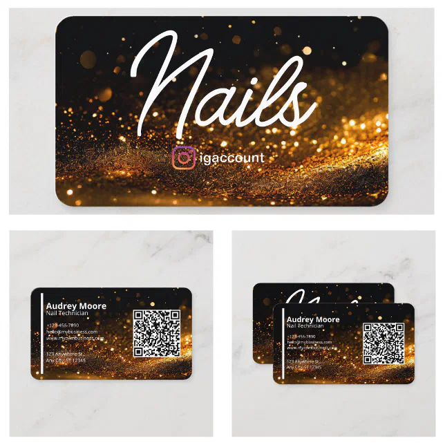 Beauty Salons Professional QR Code Nail Tech Business Card | Zazzle