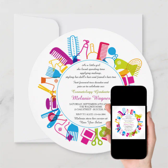 Beauty School Graduation Party Invitation | Zazzle