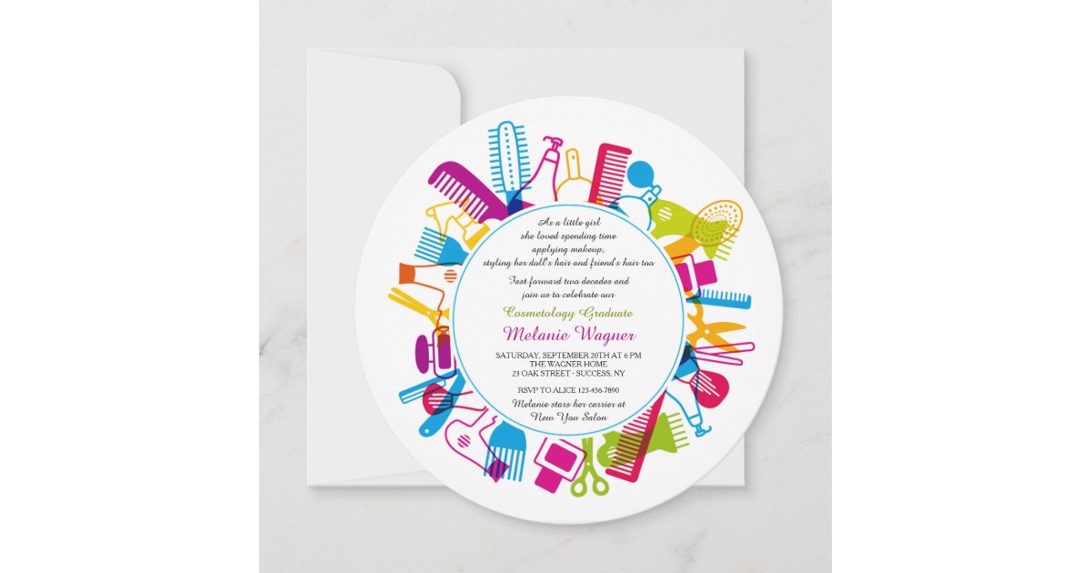 Beauty School Graduation Party Invitation | Zazzle