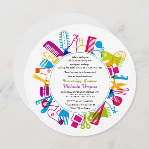 Beauty School Graduation Party Invitation | Zazzle