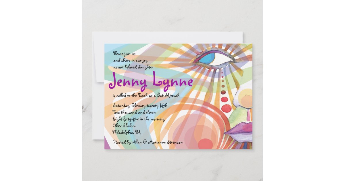 Beauty Within Face Bat Mitzvah Invitation Invite | Zazzle
