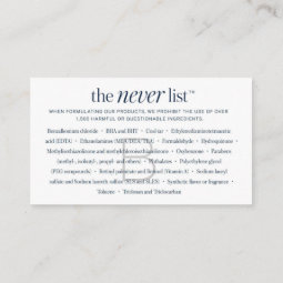 Beautycounter Business Card Never List | Zazzle
