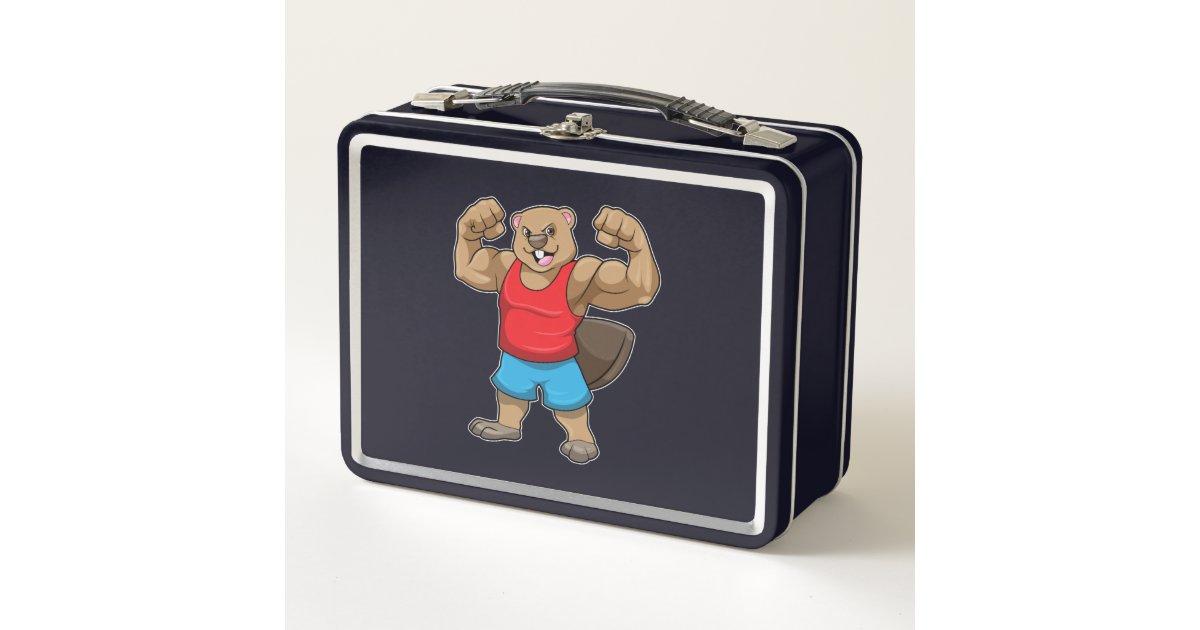 Beaver as Bodybuilder with big Upper arms Metal Lunch Box | Zazzle