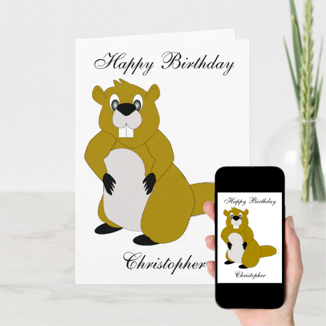 Beaver Design Birthday Card | Zazzle