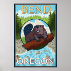 Vintage Beaver Illustration Retro Beavers and Dam Poster | Zazzle.com