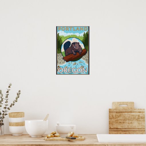 Beaver & River - Portland, Oregon Poster | Zazzle