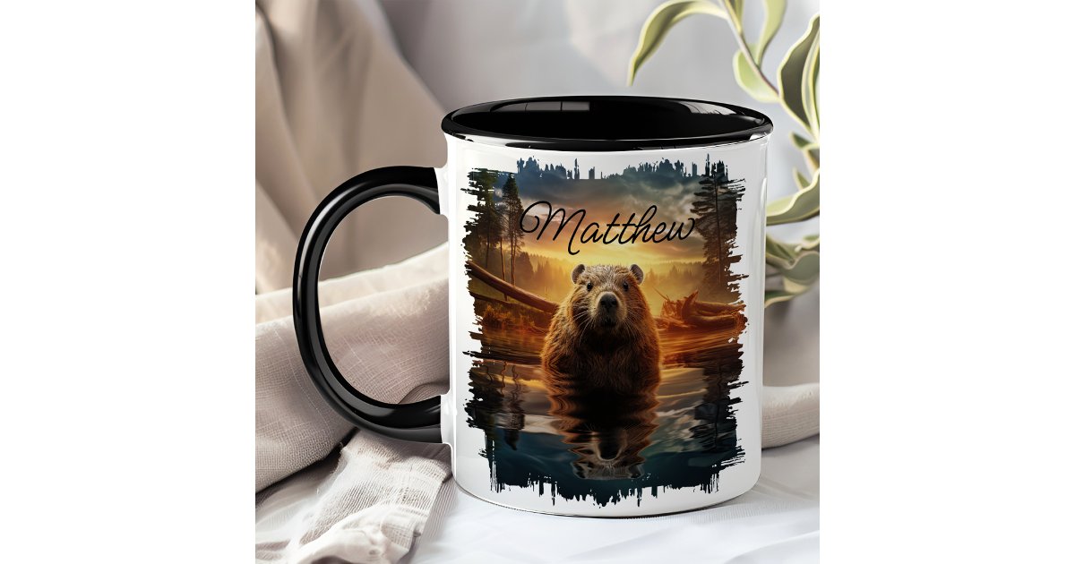 Beaver Sunrise Lake Reflection Mug | Zazzle