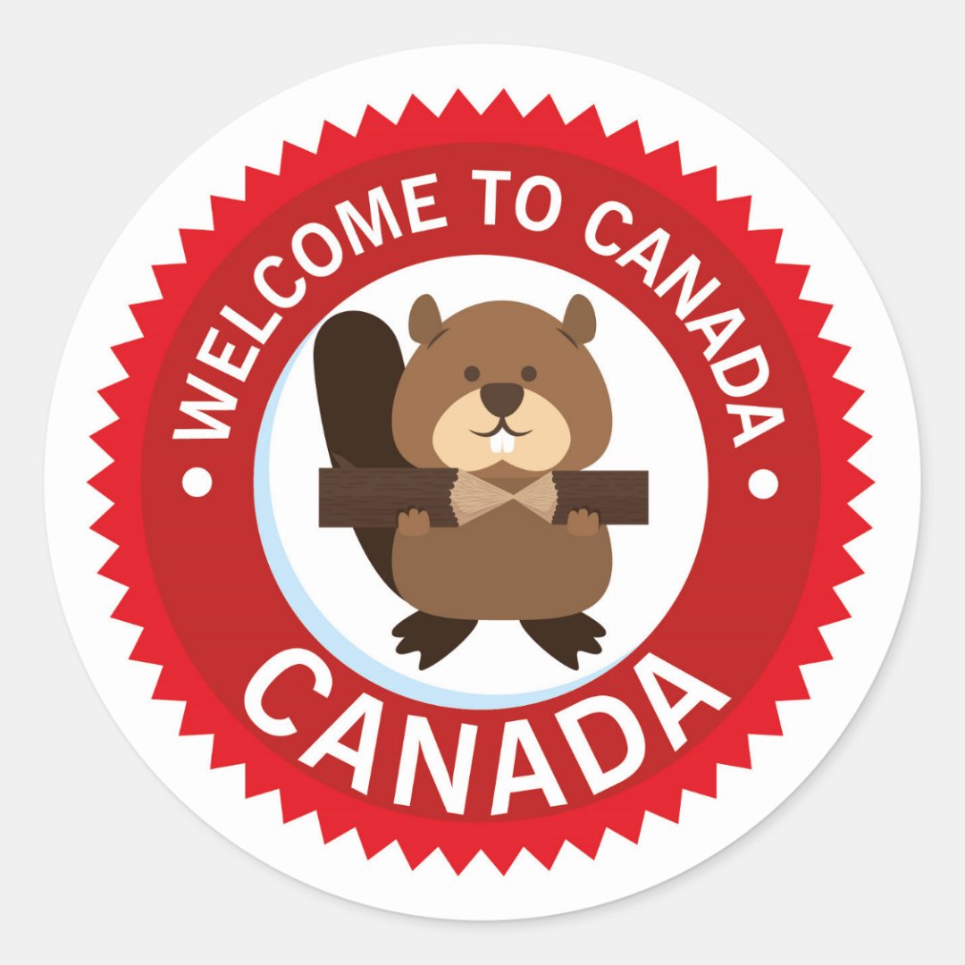 Beaver Welcome To Canada | Canada Day Classic Round Sticker | Zazzle