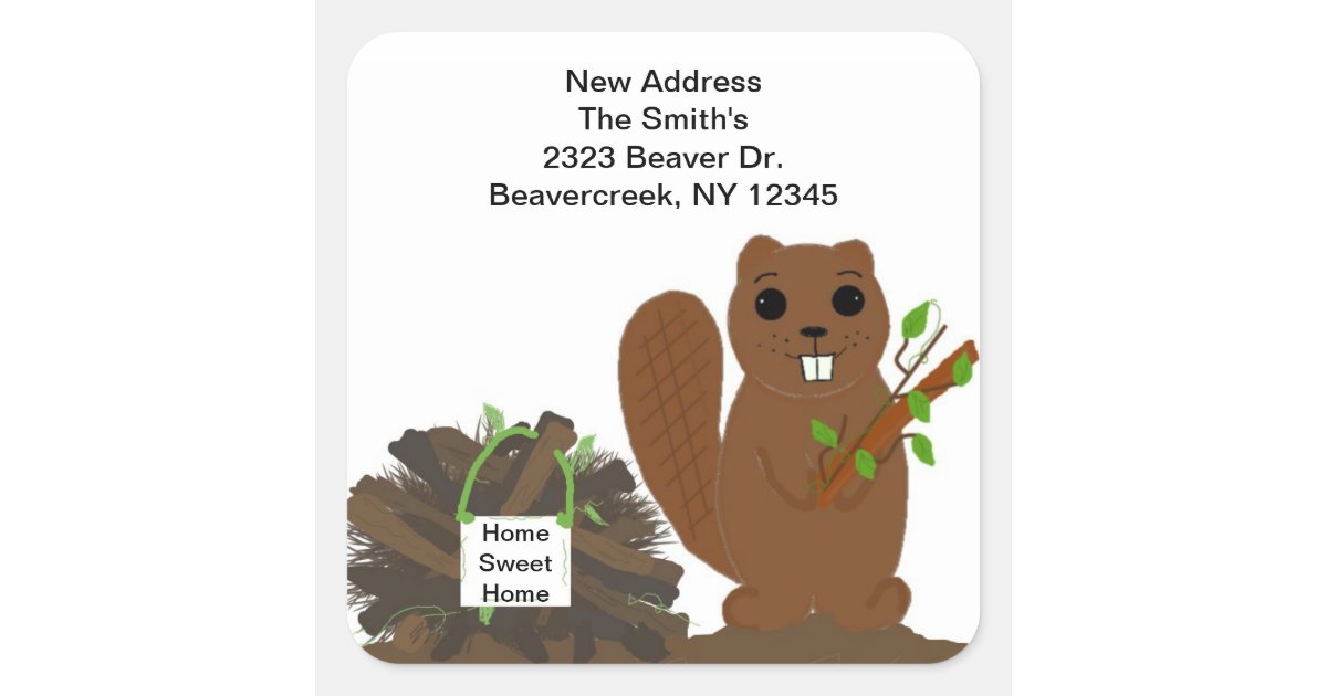 Beaver with Dam New Address Stickers | Zazzle