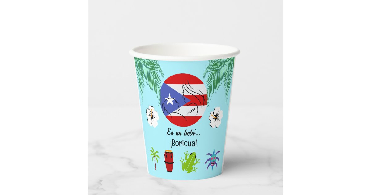 Bebe Boricua Puerto Rican Baby Shower Blue Paper Cups | Zazzle