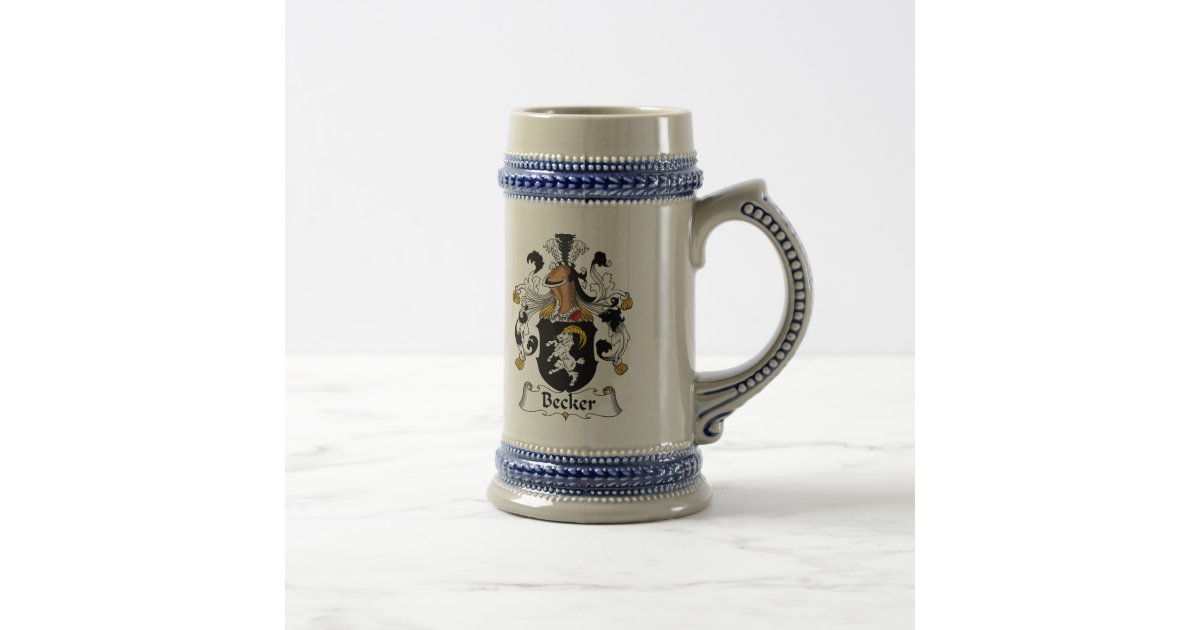 Becker Family Crest Beer Stein | Zazzle