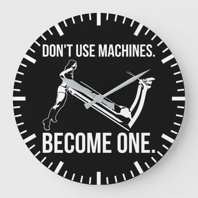 Become A Machine, Strong Girl Lifting Treadmill Large Clock | Zazzle