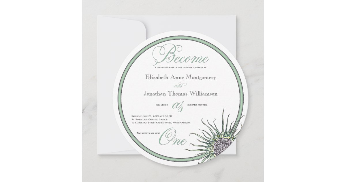 Become as One Scottish Thistle Wedding Invitation | Zazzle