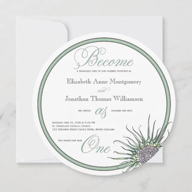 Become as One Scottish Thistle Wedding Invitation | Zazzle