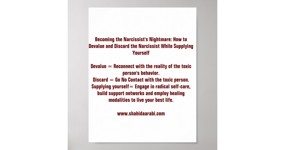 Becoming the Narcissist's Nightmare Reminder Poster | Zazzle
