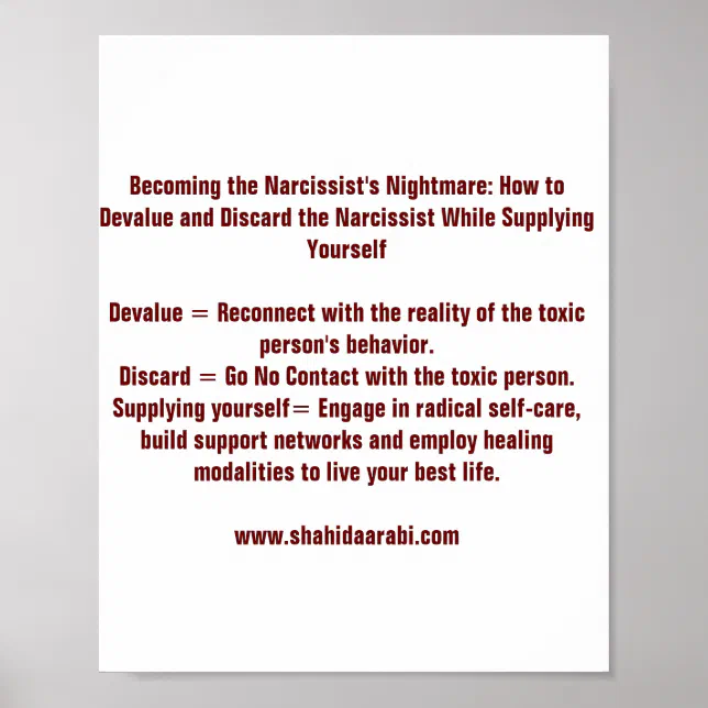 Becoming the Narcissist's Nightmare Reminder Poster | Zazzle