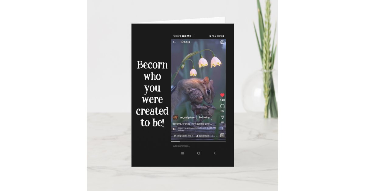 "Becorn Who You Were Created to Be! Screenshot Art Thank You Card | Zazzle