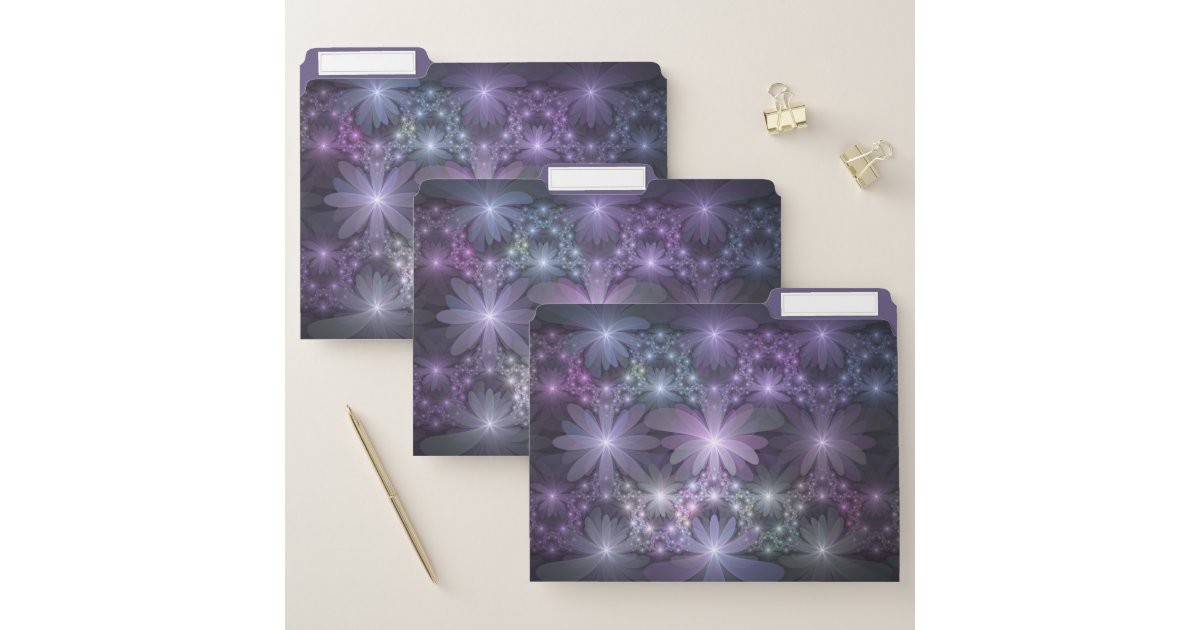 Bed of Flowers Trendy Shiny Abstract Fractal Art File Folder | Zazzle