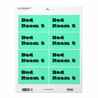 Bed Room 5 Moving Labels in Aqua | Zazzle