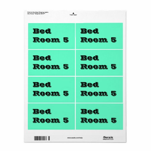 Bed Room 5 Moving Labels in Aqua | Zazzle