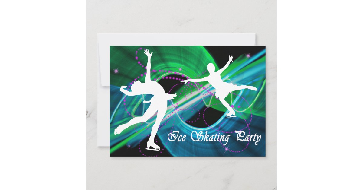 Bedazzled Figure Skaters Ice Skating Party Invitation | Zazzle