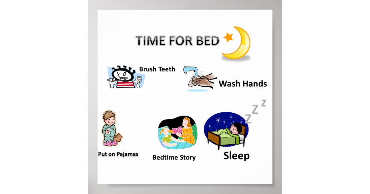 Bedtime Visual Picture schedule used by our loved Poster | Zazzle