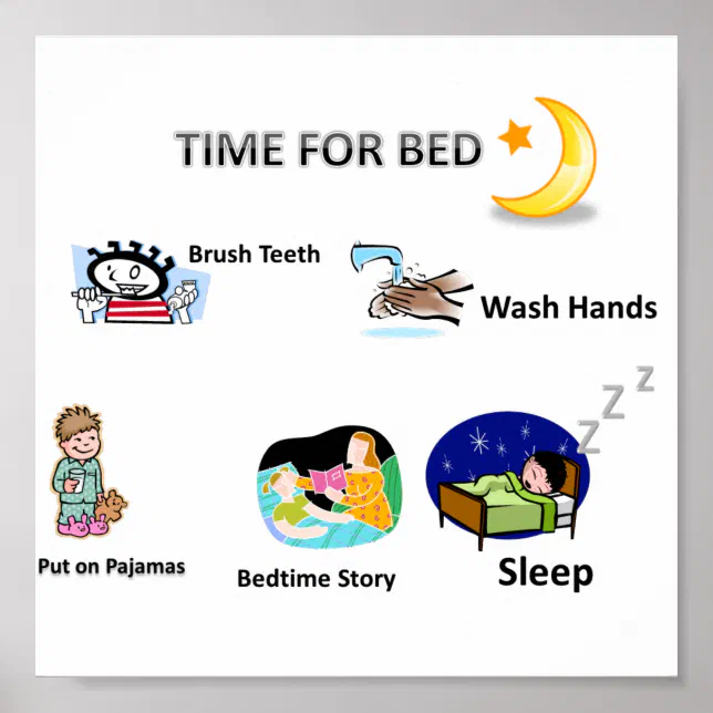 Bedtime Visual Picture schedule used by our loved Poster | Zazzle