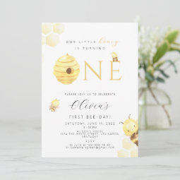 Bee 1st birthday invitation | Zazzle