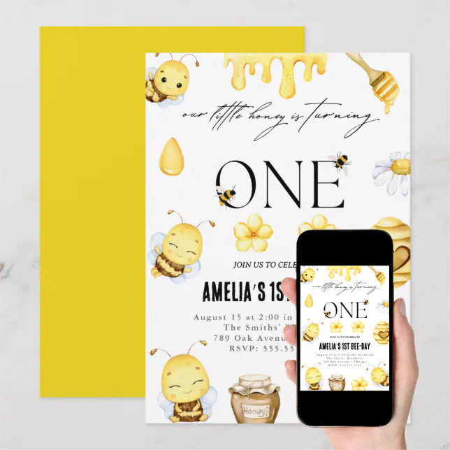 Bee 1st Birthday Invitation | Zazzle