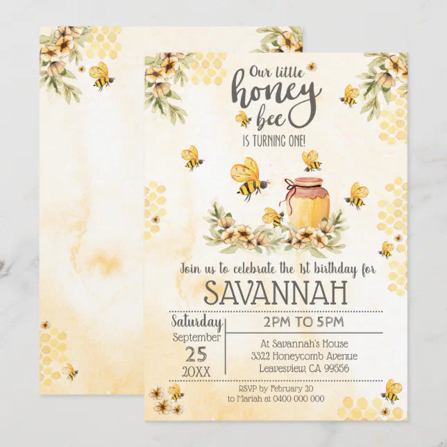 Bee 1st Birthday Invitation Honey Bee | Zazzle