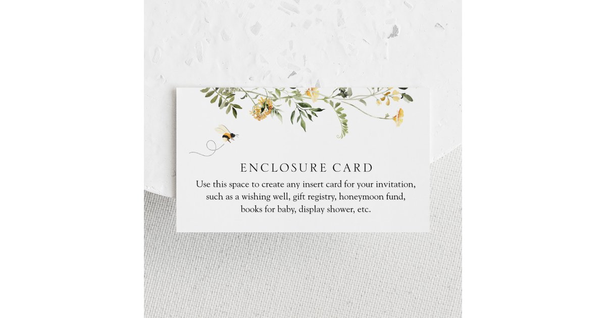 Bee and Yellow Wildflower Enclosure Card | Zazzle