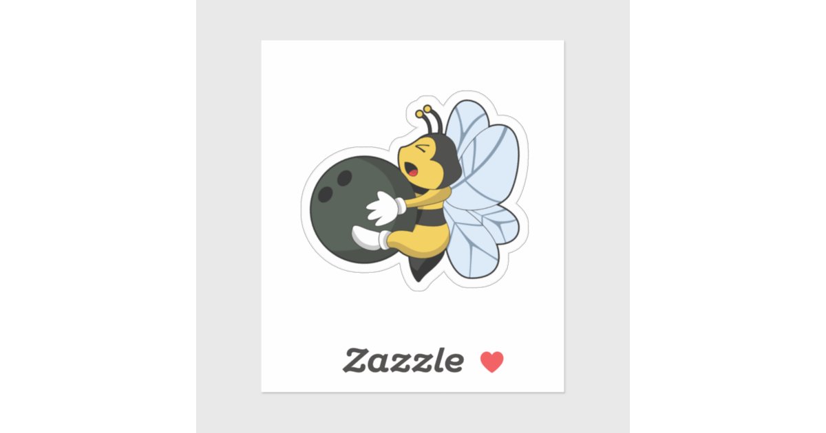 Bee at Bowling with Bowling ball Sticker | Zazzle