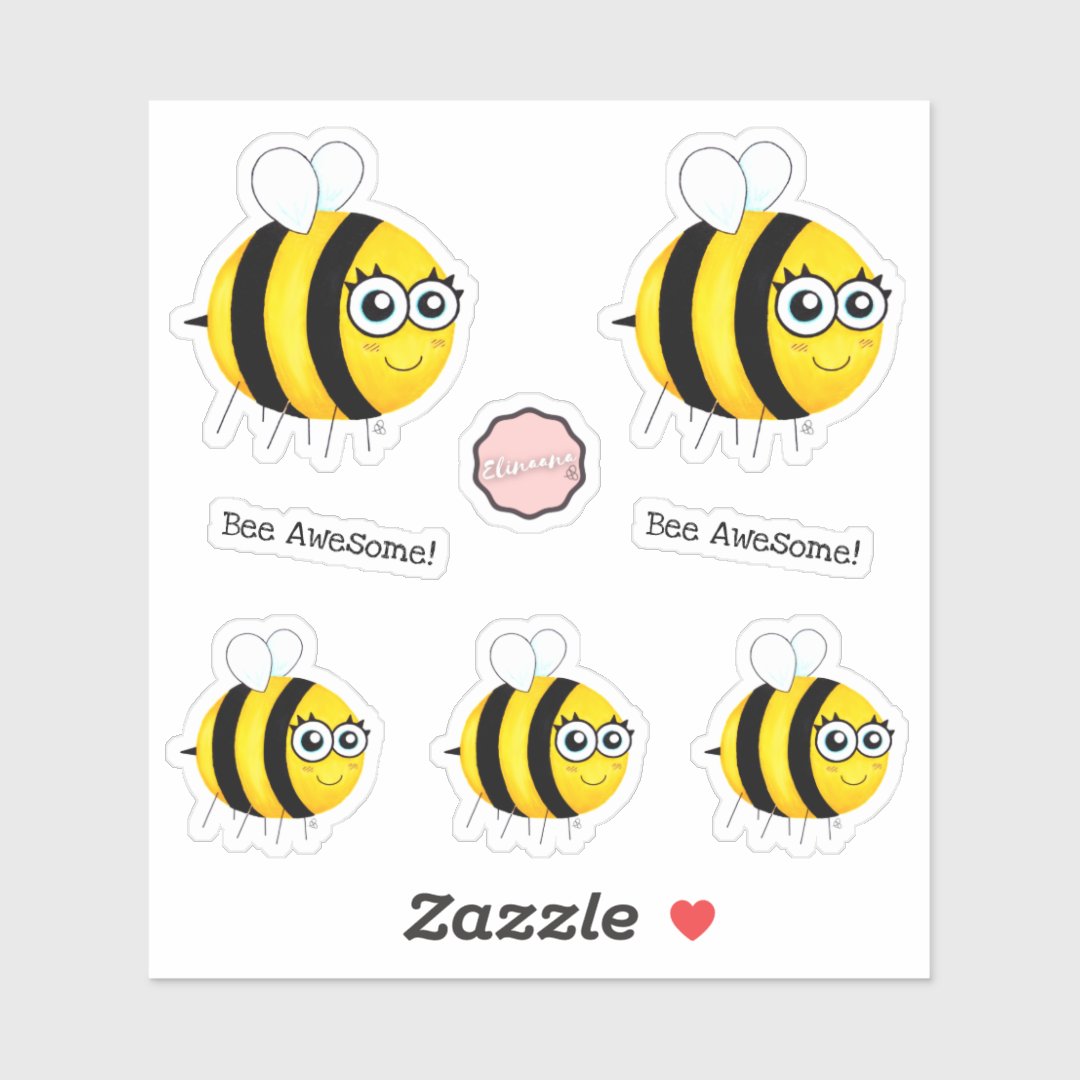 Bee Awesome, Cute Cartoon Bee Sticker | Zazzle