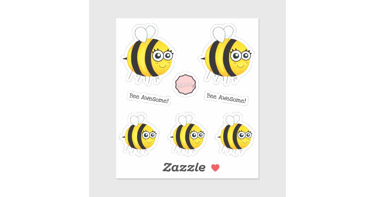 Bee Awesome, Cute Cartoon Bee Sticker | Zazzle