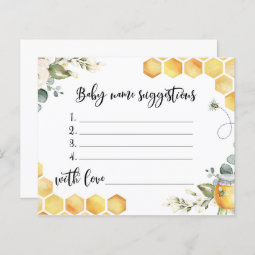 Bee baby name suggestions card | Zazzle