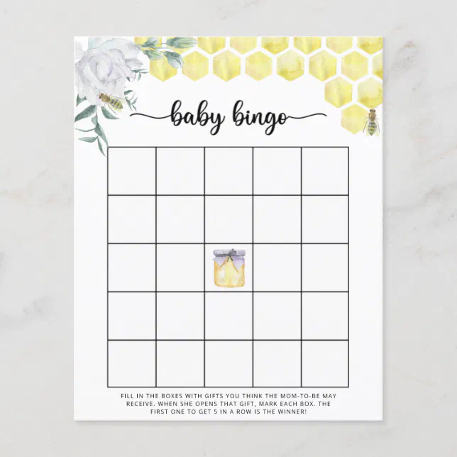 Bee Baby shower bingo game | Zazzle