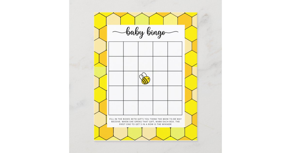 Bee Baby shower bingo game | Zazzle