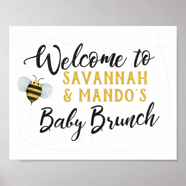 Bee Baby Shower Brunch Welcome Sign | Zazzle