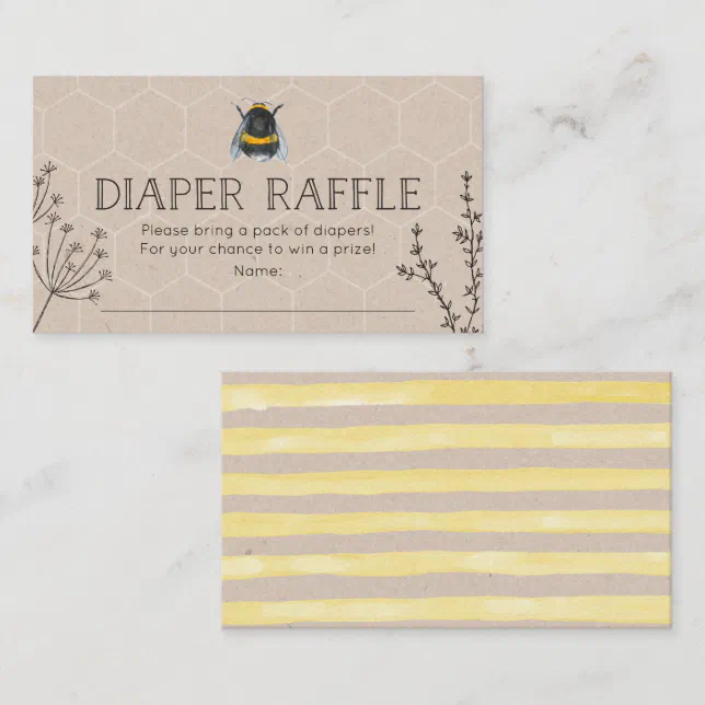 Bee Baby Shower Diaper Raffle Baby Shower Card | Zazzle
