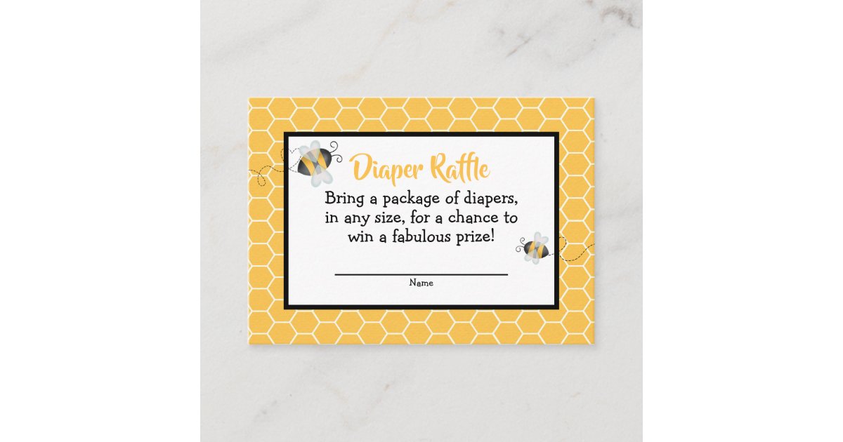 Bee Baby Shower Diaper Raffle Cards | Zazzle