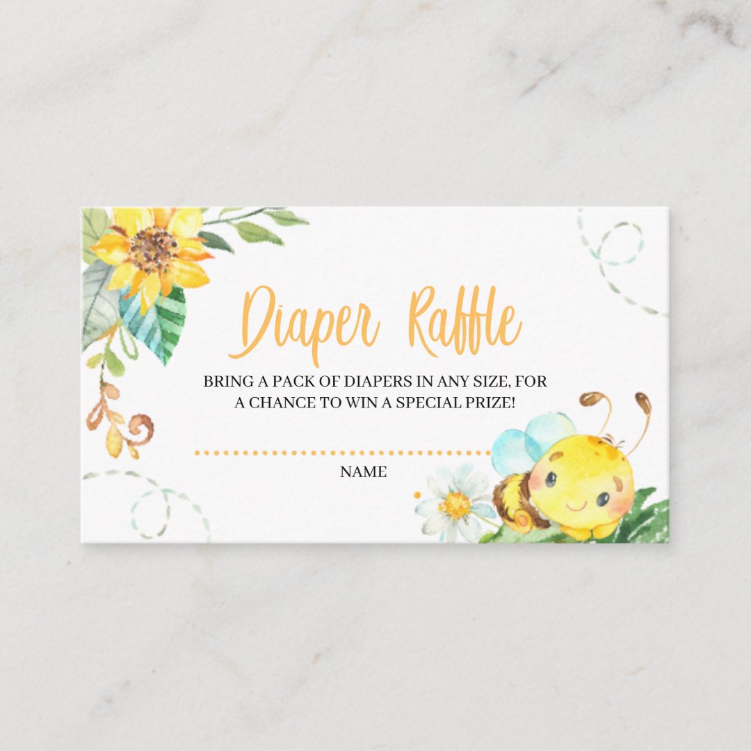 Bee Baby Shower Diaper Raffle Enclosure Card | Zazzle