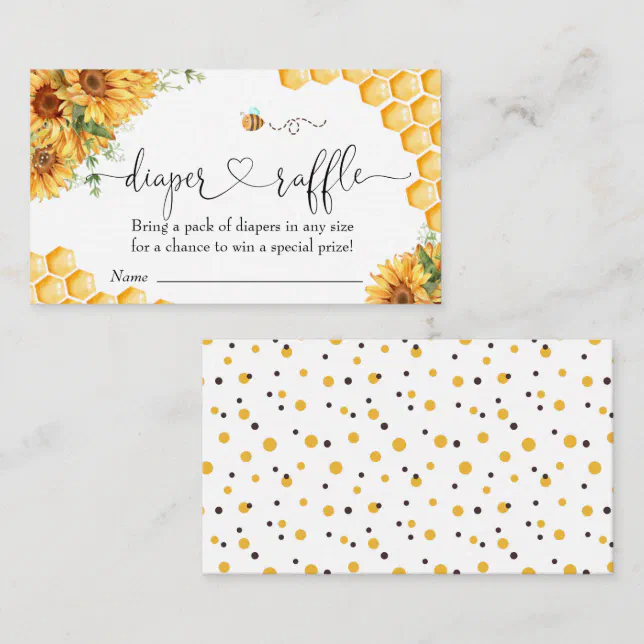 Bee Baby Shower Diaper Raffle Enclosure Card | Zazzle