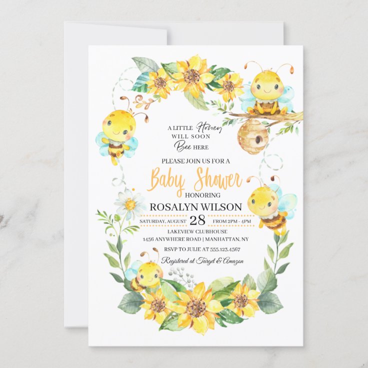 Bee Baby Shower Invitation | Zazzle