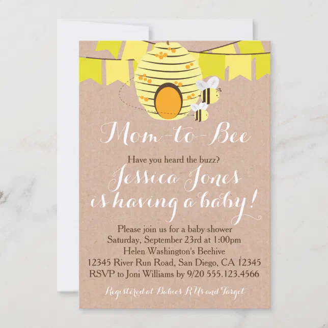 Bee Baby Shower Invitation | Zazzle