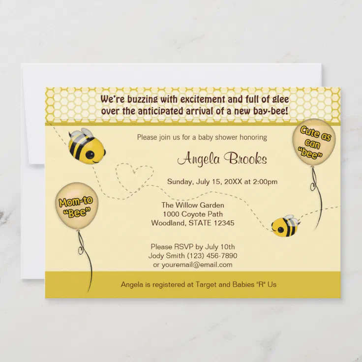 BEE Baby Shower Invitation - Cute as can "bee" | Zazzle