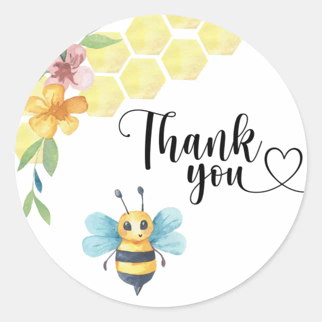 Bee baby shower thank you Classic Round Sticker | Zazzle