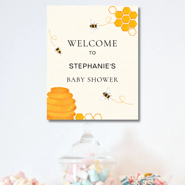 Bee Baby Shower Welcome Poster | Zazzle
