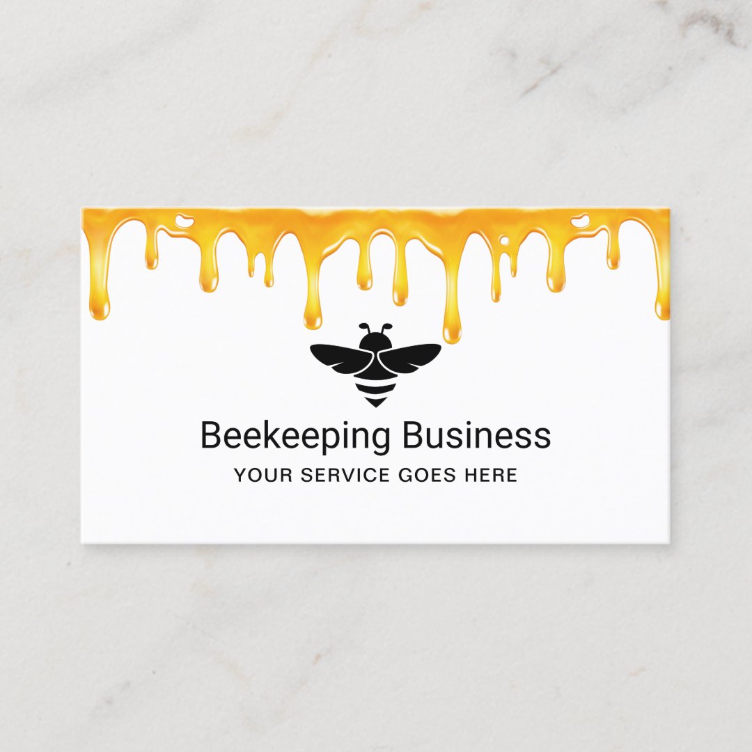 Bee Beekeeping Honey Apiary Gold Drips Farm Business Card | Zazzle